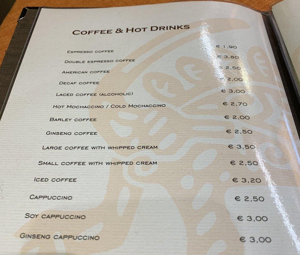 Menu da Caffè Maya caffè bar, Como