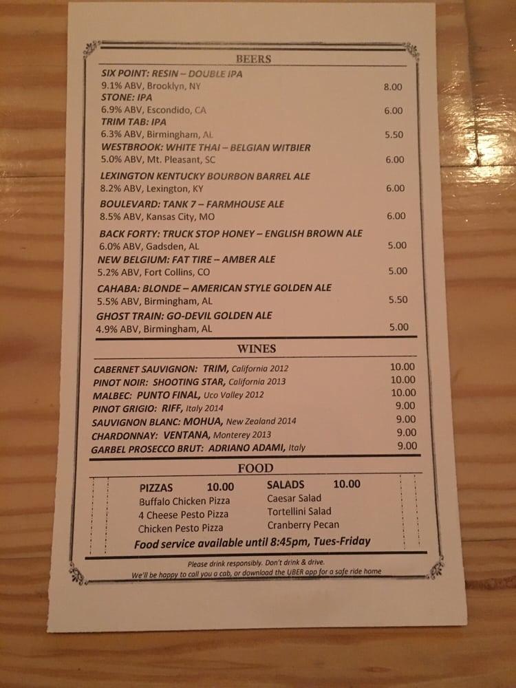 Menu at PAPER DOLL pub & bar, Birmingham