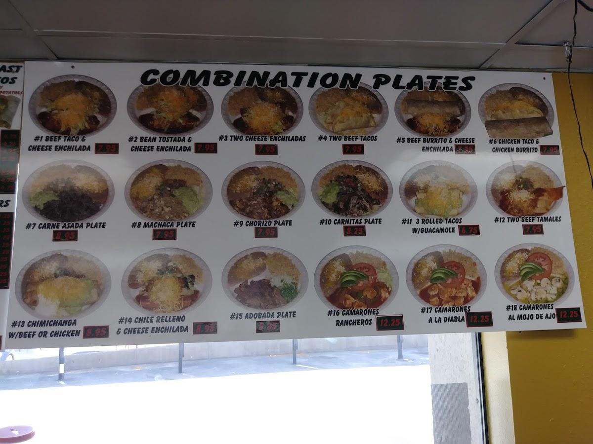 Menu at Rita’s Taco Shop restaurant, Cedar City
