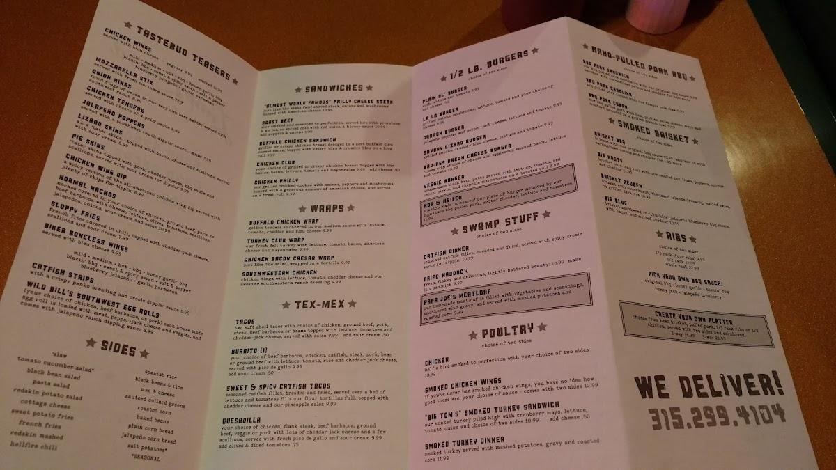 Menu at Limp Lizard Roadside Cantina BBQ, North Syracuse