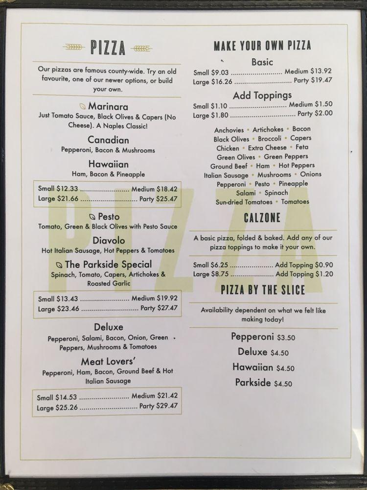 Menu at Pizza Perfect and Diner pizzeria, Creemore