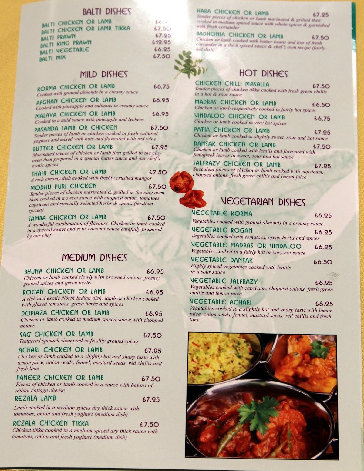 Menu at Tamarind restaurant, Bristol
