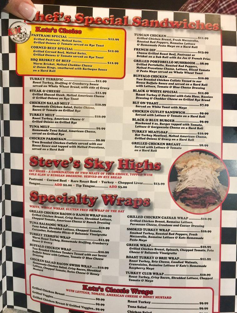 Menu at Katz's Deli Restaurant, Woodbridge