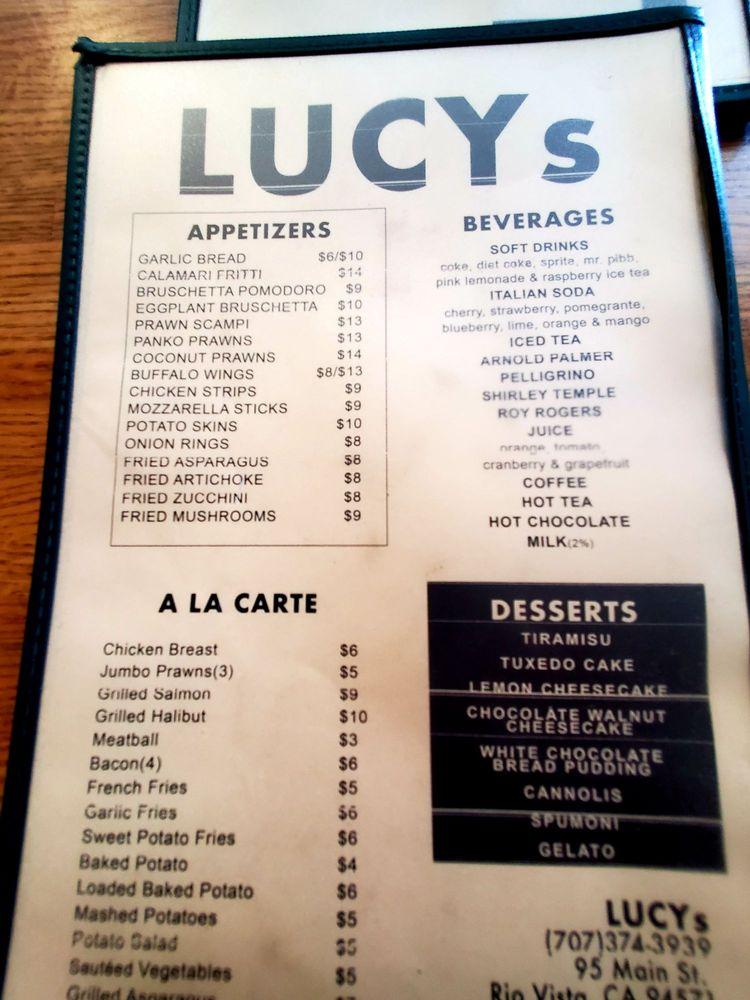 Menu at Lucy's Cafe, Rio Vista