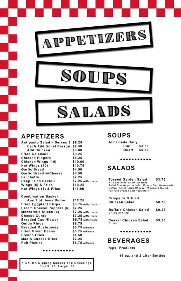 Menu at Nonna's Pizzeria, Racine