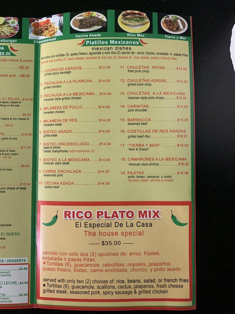Menu at Rico Taco Mex 2 restaurant, Keansburg