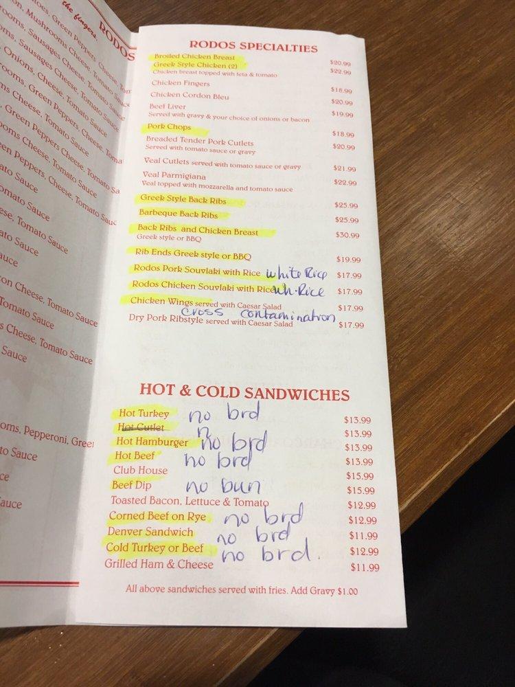 Menu at Rodos Pizza pizzeria, Moose Jaw