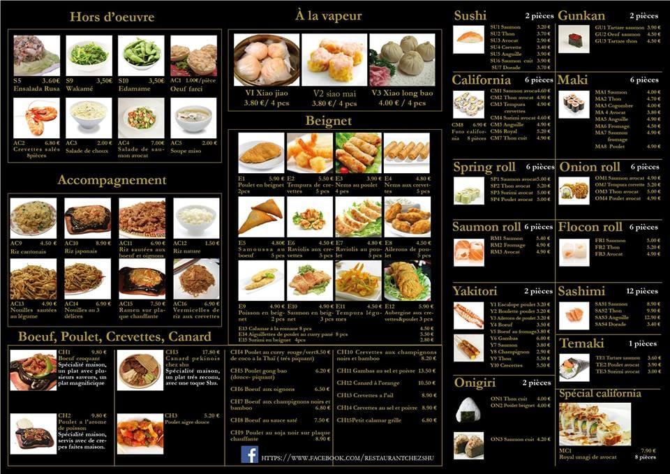 Carta del restaurante CHEZ SHU, Clamart