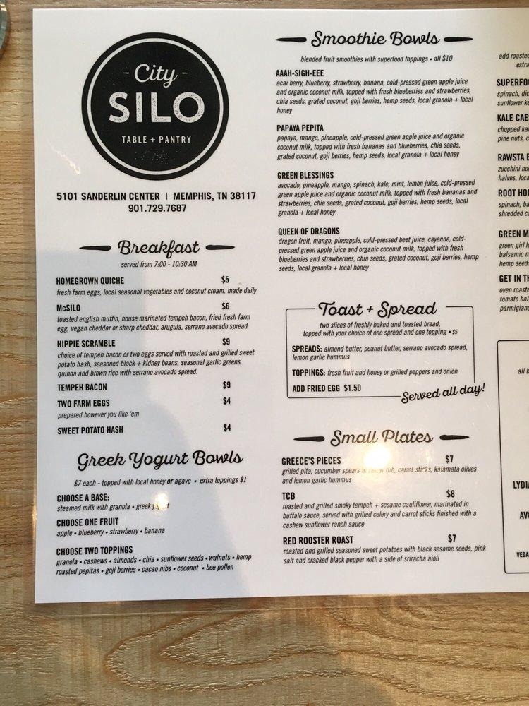 Menu at City Silo Table + Pantry pub & bar, Memphis, Sanderlin Ave #104b