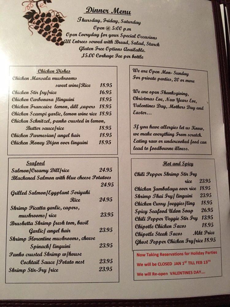 Menu at The Nutty Pear restaurant, Schuylkill Haven