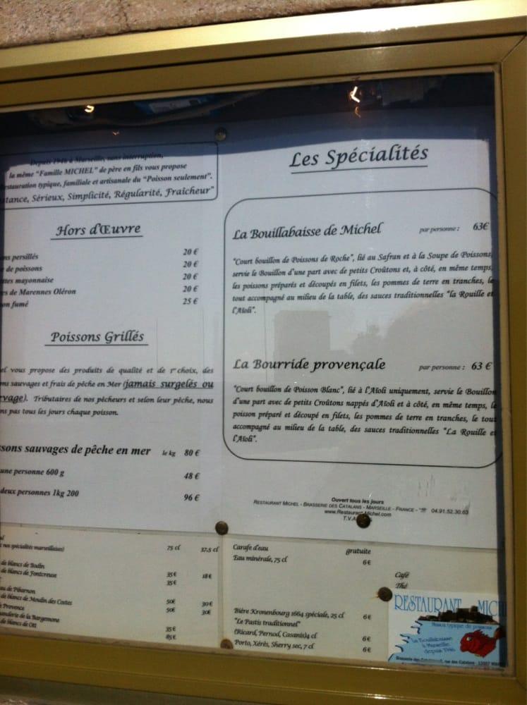 Menu au Restaurant Michel, Marseille