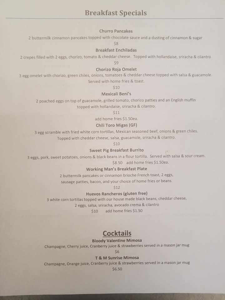Menu at Terry & Maxine's desserts, Turner