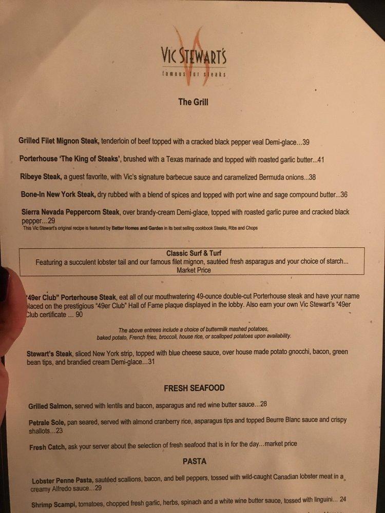 Menu at Vic Stewart's pub & bar, Brentwood