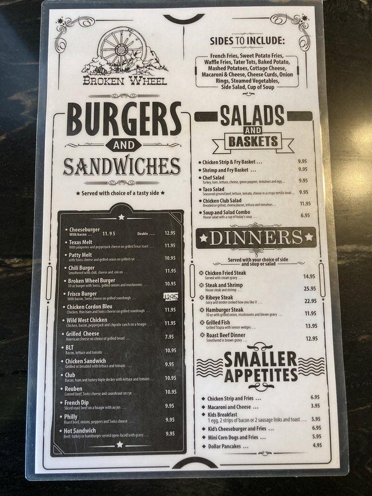 Menu at Broken Wheel Restaurant, Douglas