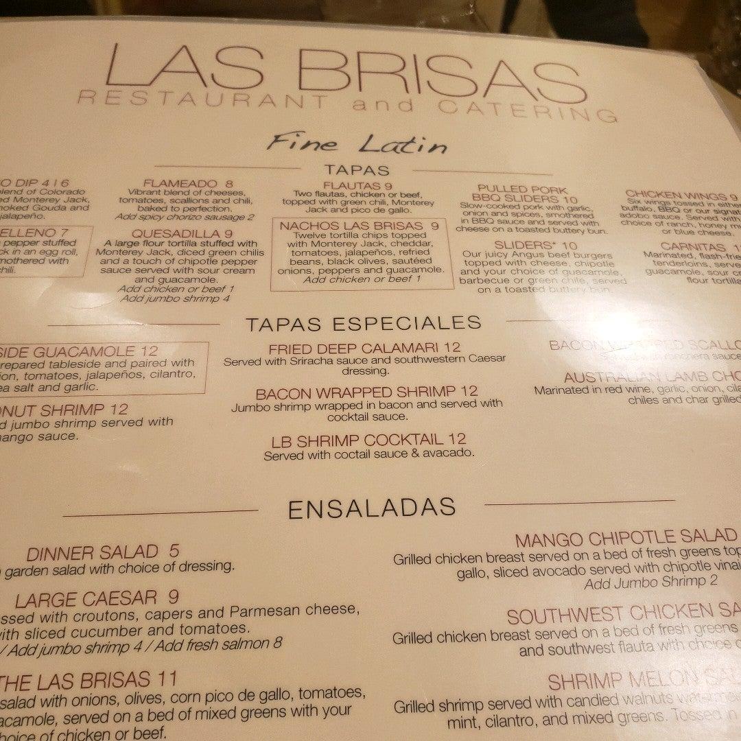 Menu at Las Brisas Restaurant, Greenwood Village