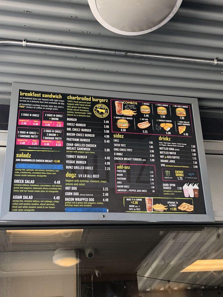 Menu at bunz restaurant, Huntington Beach