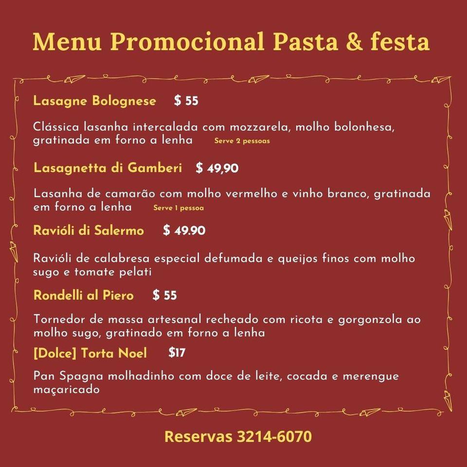 Menu at La Vecchia pizzeria, Aracaju