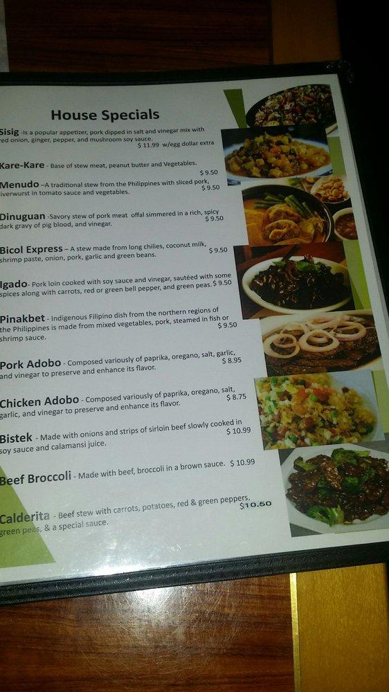 Menu at Ruby-Gin Filipino Restaurant, Pensacola, 2 N Old Corry Field Rd
