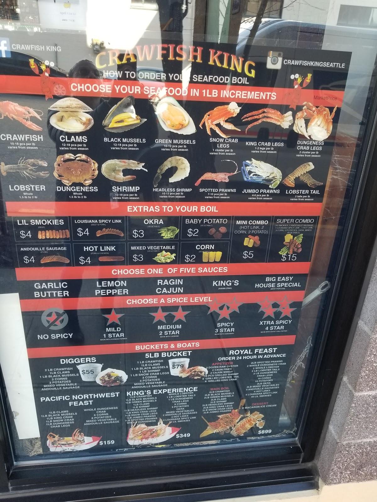 Menu at Crawfish King pub & bar, Seattle