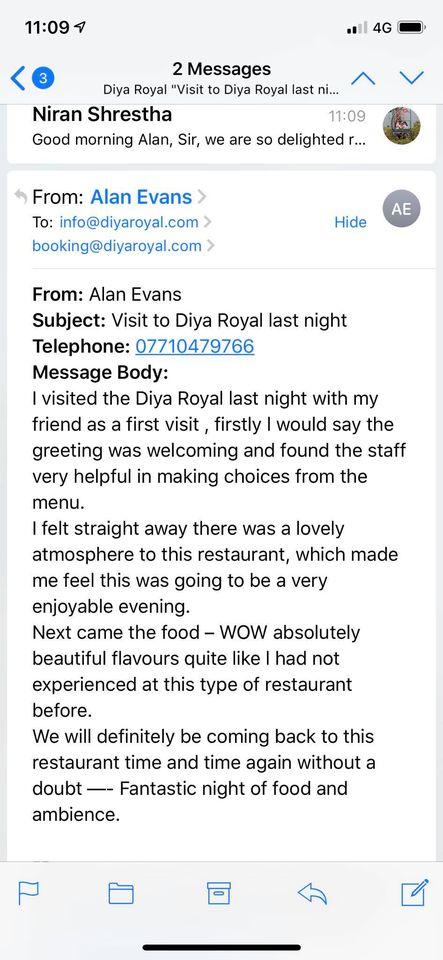 Menu at Diya Royal restaurant, Kempston