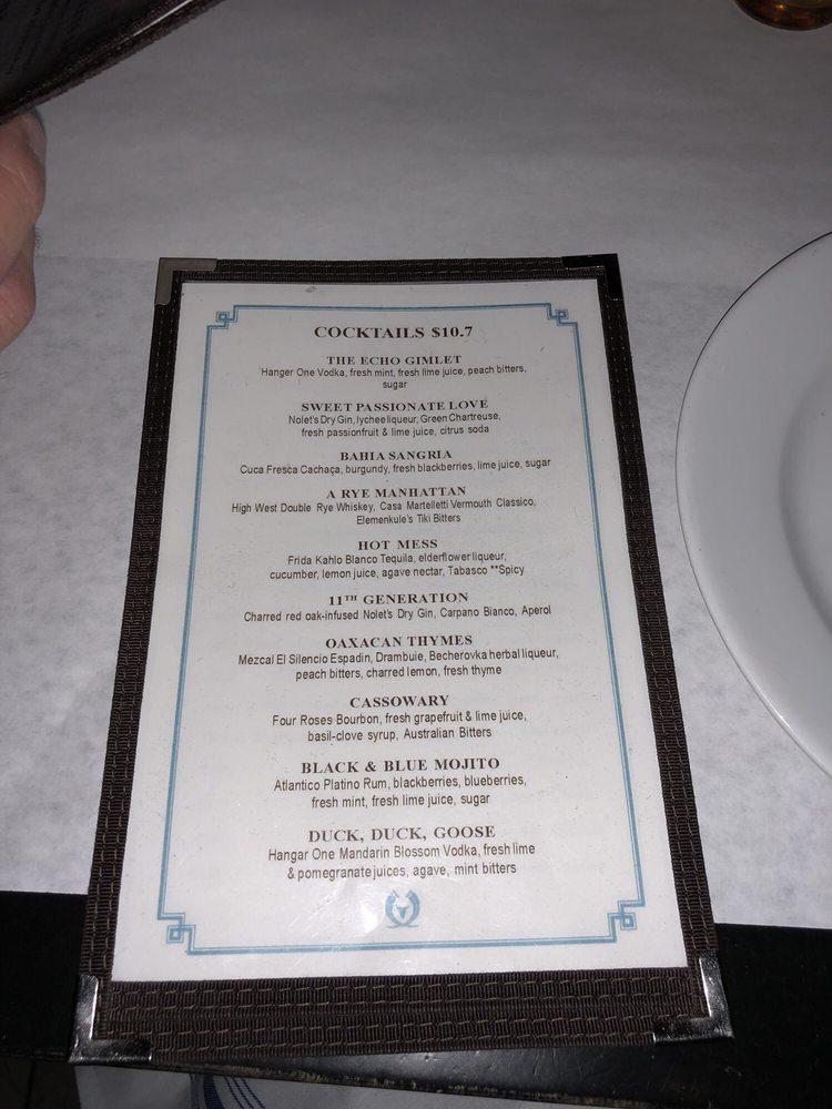 Menu at Echo & Rig Butcher and Steakhouse, Las Vegas
