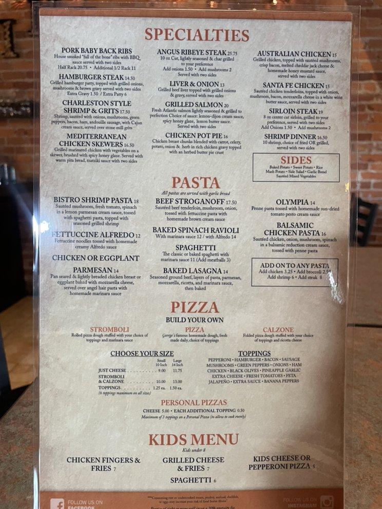 Menu at Henderson George's Restaurant, Henderson