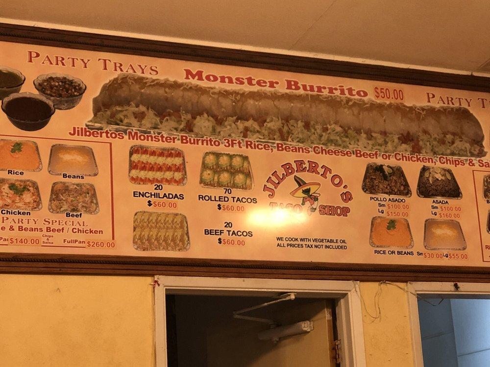 Menu at Jilberto's Taco Shop restaurant, Pauma Valley, 15265 CA-76