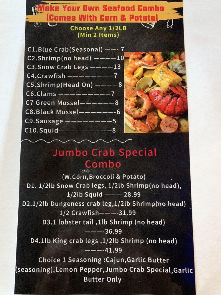 Menu at Jumbo Crab restaurant, Champaign