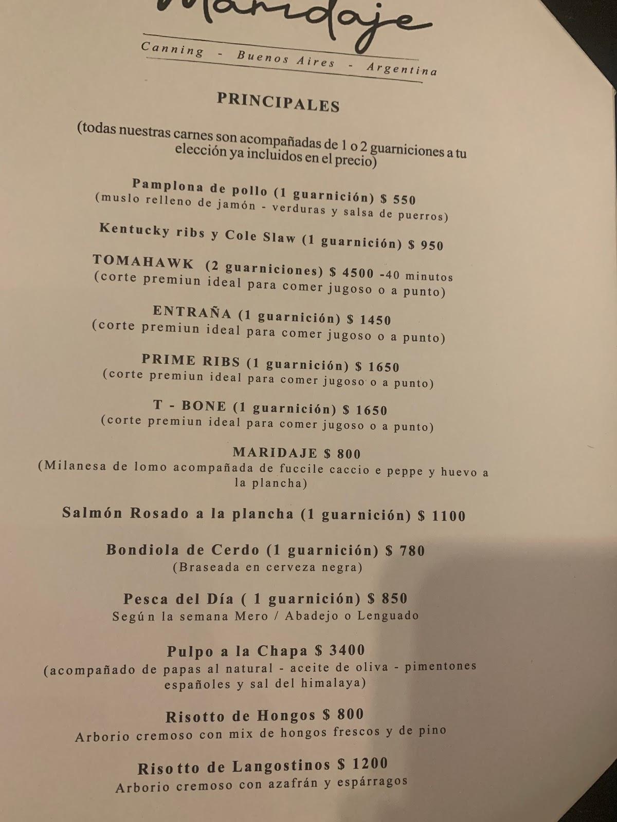 Menu at Maridaje Resto restaurant, Canning