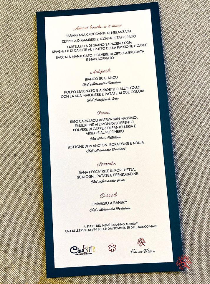 Menu da Ristorante Franco Mare, Marina di Pietrasanta, V.le Roma