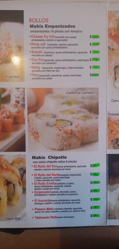 Menu at Sushi hashi neza restaurant, Ciudad Nezahualcóyotl