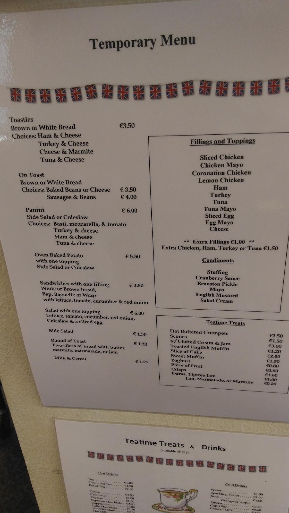 Menu at Brit Cafe, Ramstein-Miesenbach
