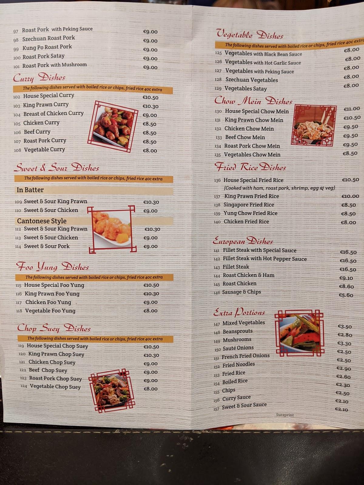 Menu at Pagar Garden fast food, Clonmel, Thomas St