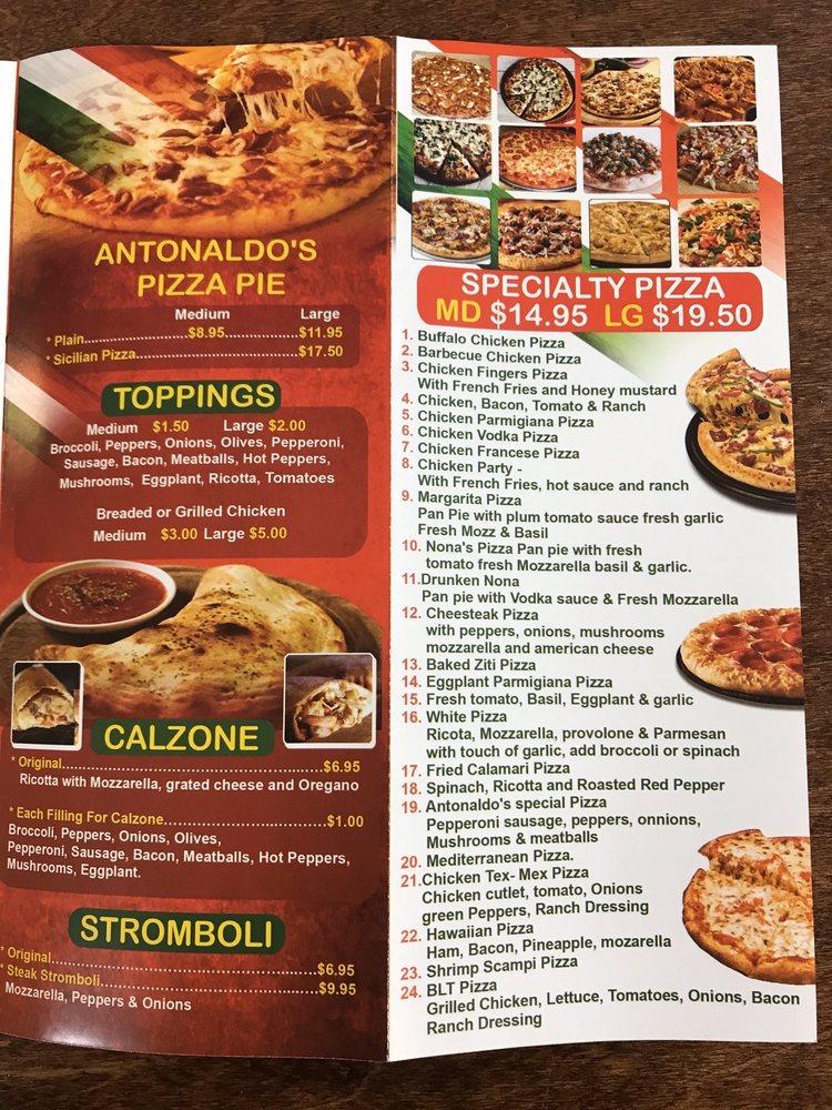 Menu at Antonaldo's Pizza pizzeria, City of Orange