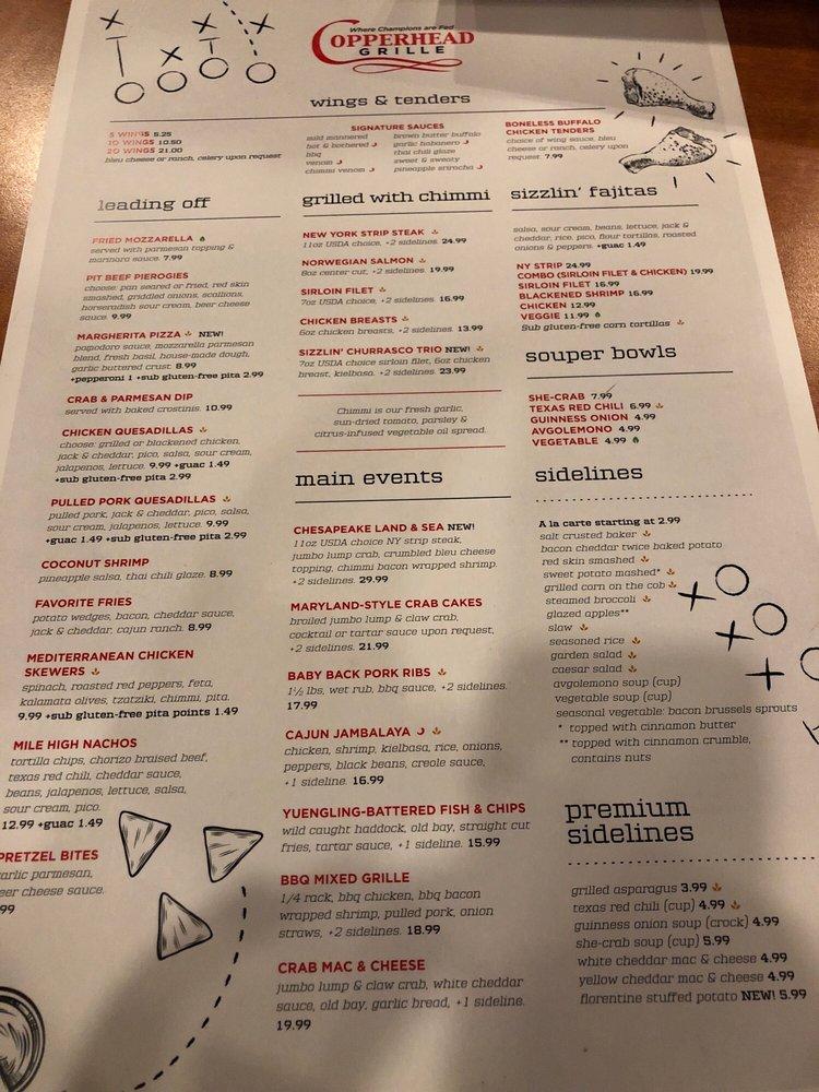 Menu at Copperhead Grille pub & bar, Bethlehem, PA-378