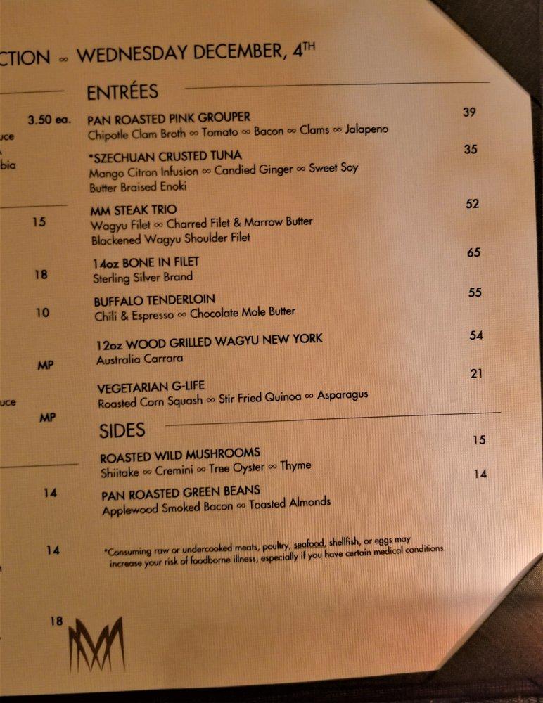 Menu at Meat Market Steakhouse Tampa, Tampa