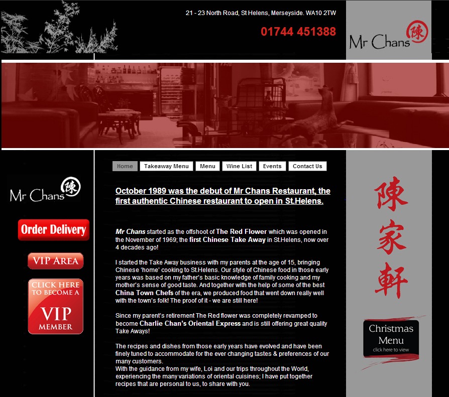 Menu at Mr Chan's Restaurant, St Helens