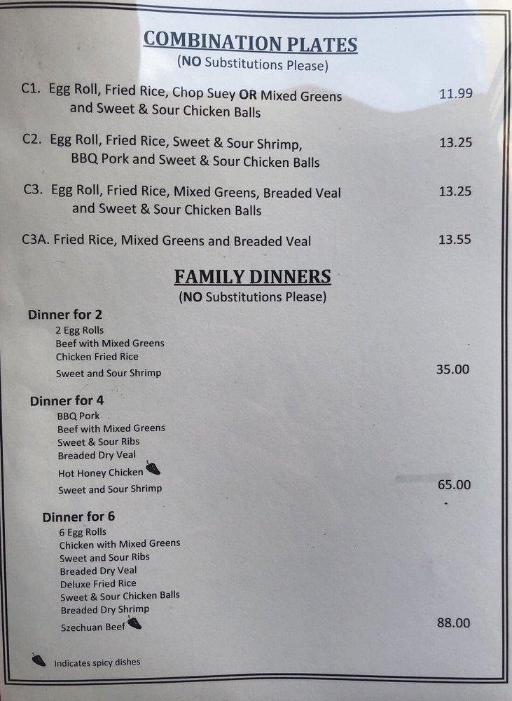 Menu at New China Kitchen restaurant, Winnipeg