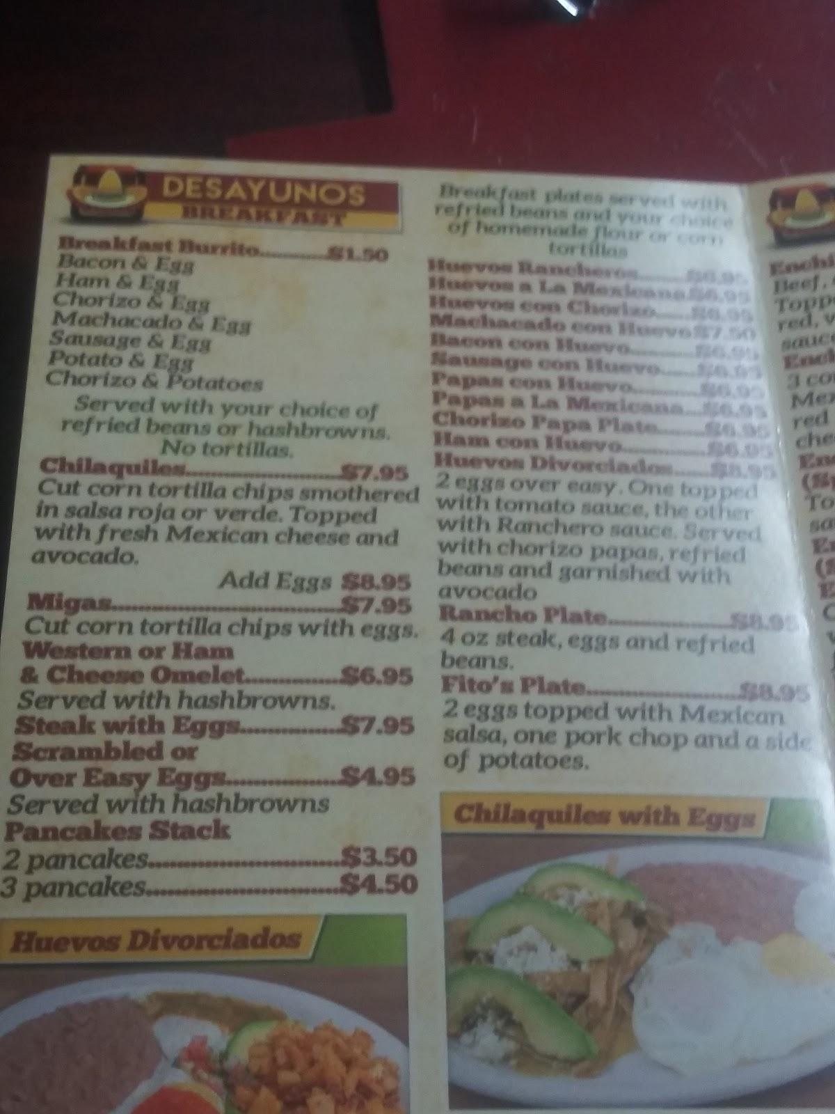 Menu at Rancho Restaurant, Irving, E Irving Blvd