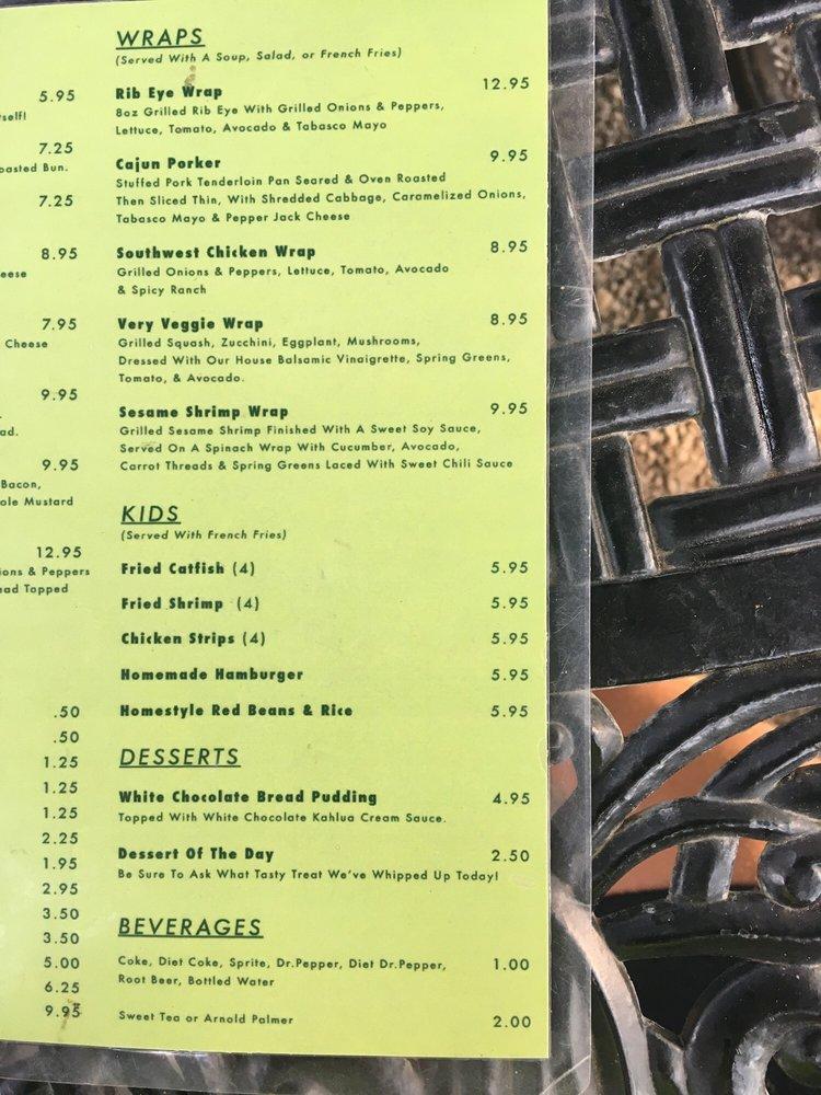 Menu at Shade Tree Cafe, Broussard