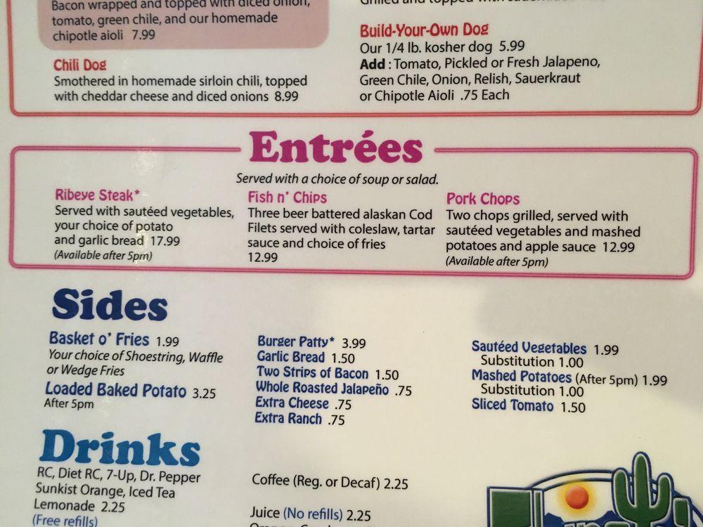 Menu at Thirsty's Neighborhood Grill pub & bar, Tucson