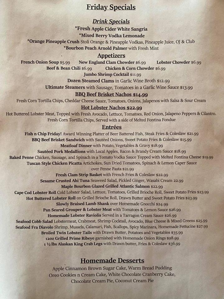 Menu at Yanni's Too restaurant, Coeymans