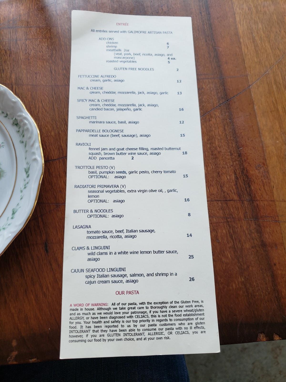 Menu at Italianesque restaurant, Nampa