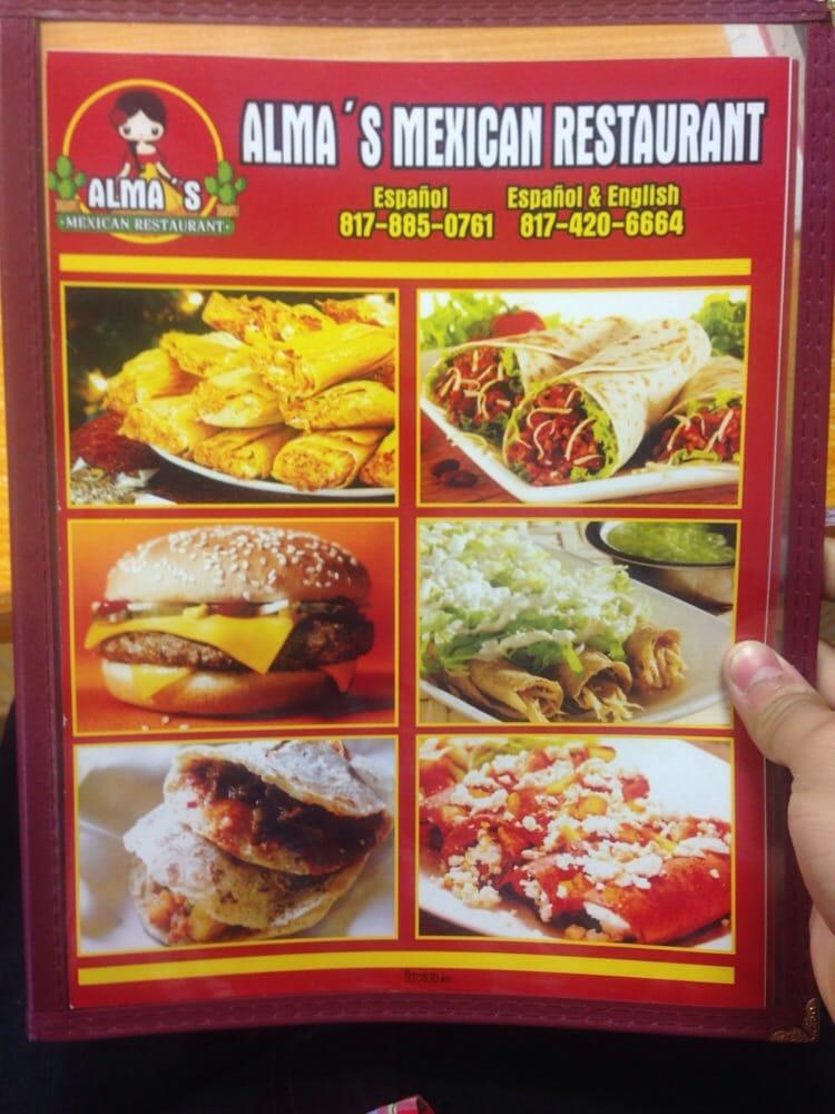 Menu at Almas Mexican Restaraunt restaurant, Fort Worth