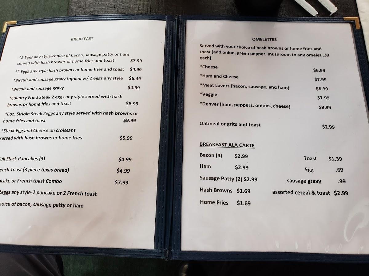 Menu at M&M Diner restaurant, London