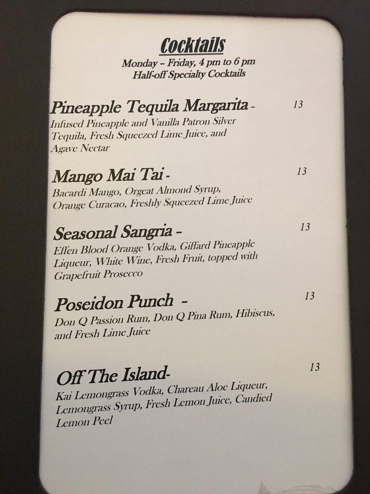 Menu at Oceano restaurant, Reno