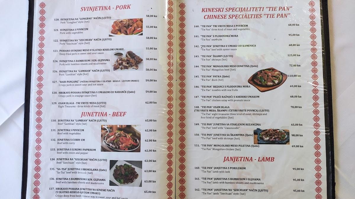 Menu at Panda kineski restoran restaurant, Zagreb, Ulica Klementa ...