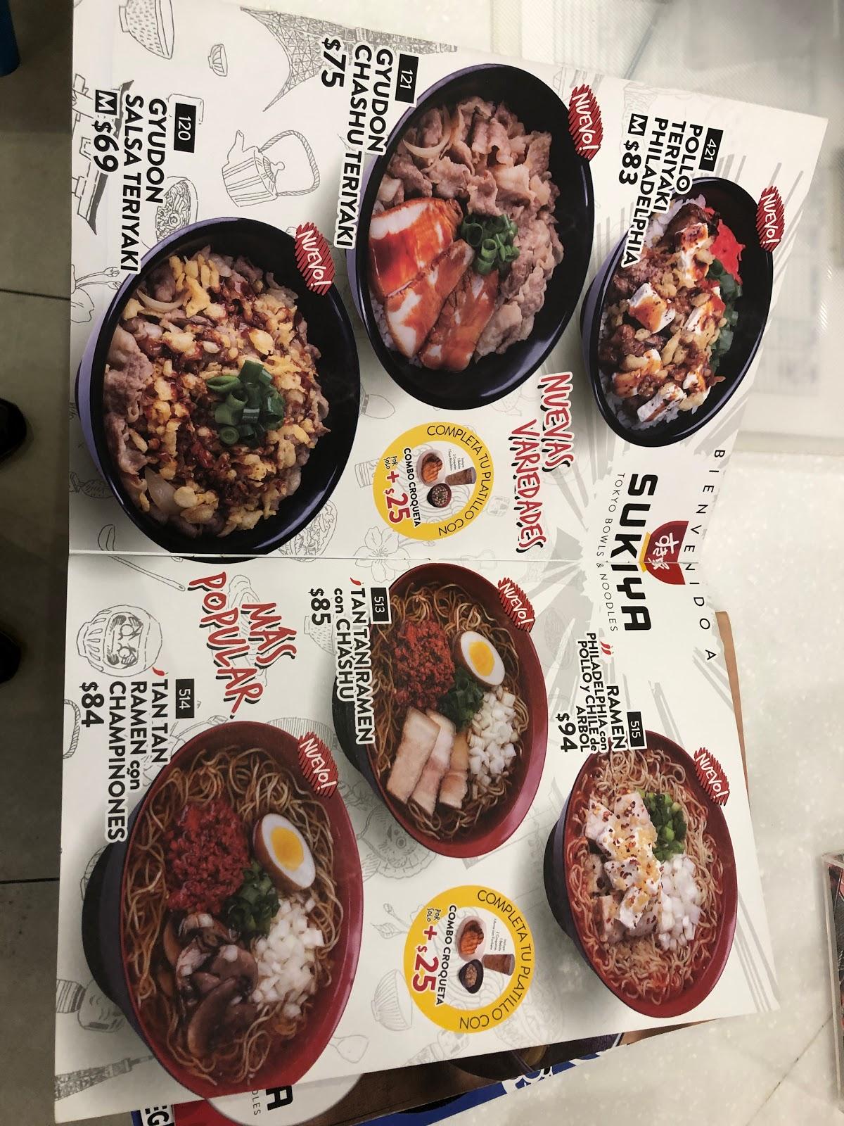 Menu at Sukiya restaurant, Ciudad López Mateos, Av. Paseo de la Reforma 423