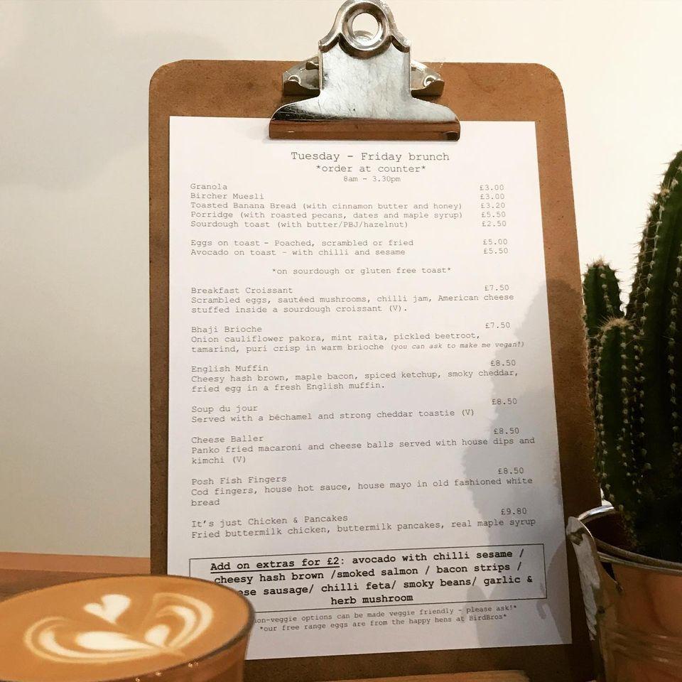 Menu at The Apple Blue cafe, London
