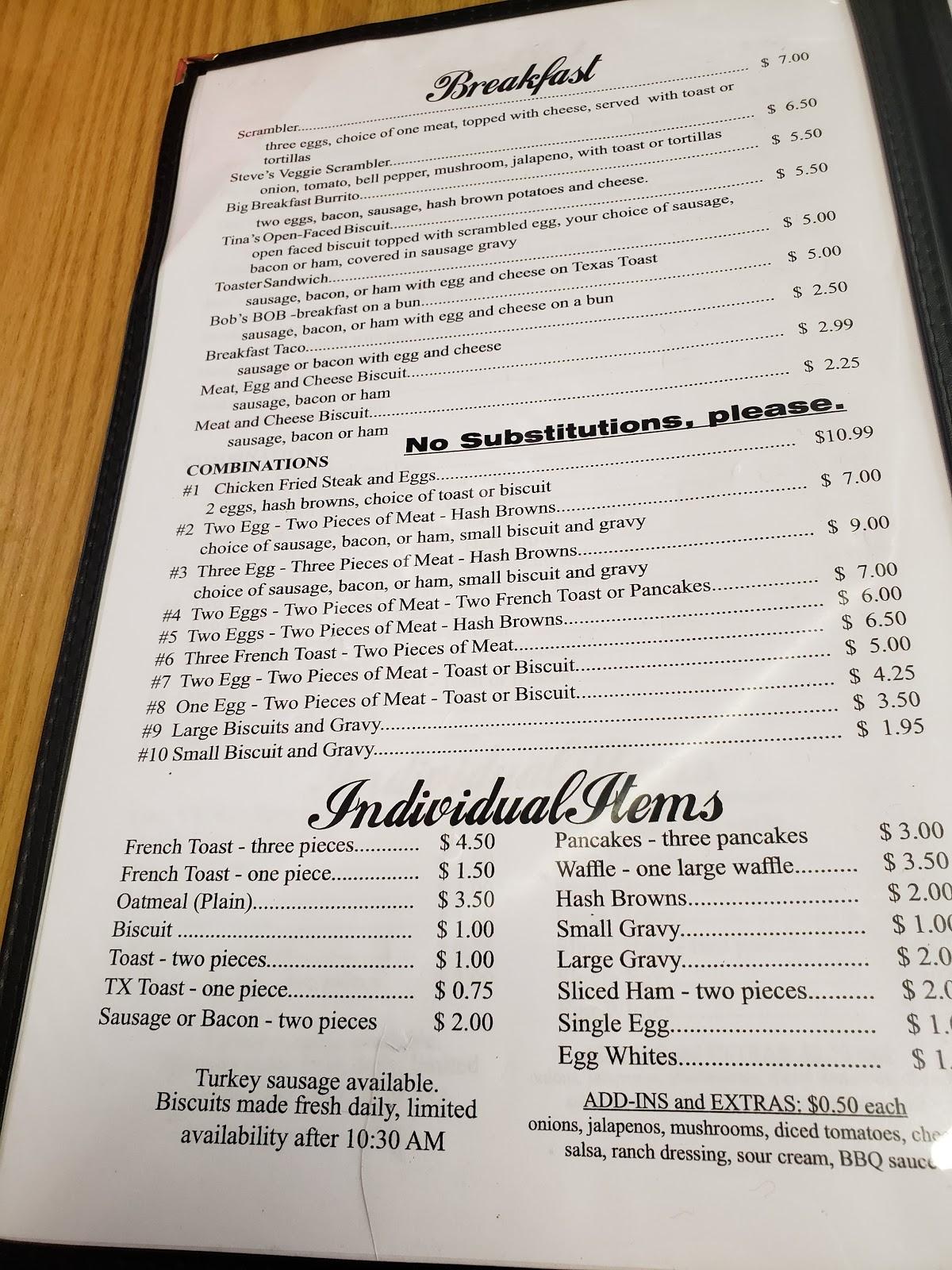 Menu at Watkins cafe, Nevada